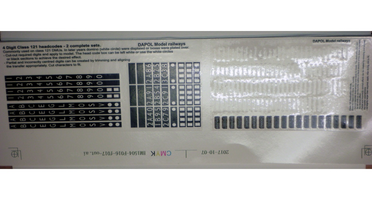 Class 121 OO Destination Blinds (Long) - In-Gauge Ltd Dapol Spares ...